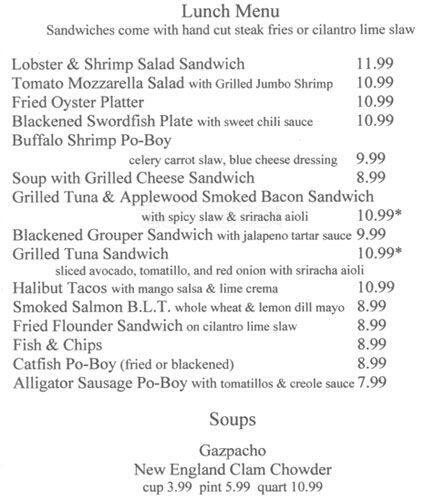 Menu at Deep Sea Seafood Market restaurant, Charlotte