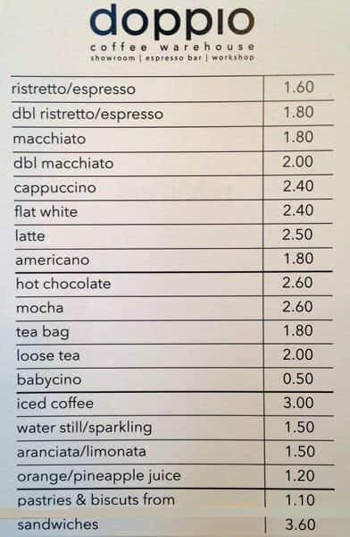 Doppio Coffee Menu, Menu for Doppio Coffee, Whitechapel, London - Zomato UK
