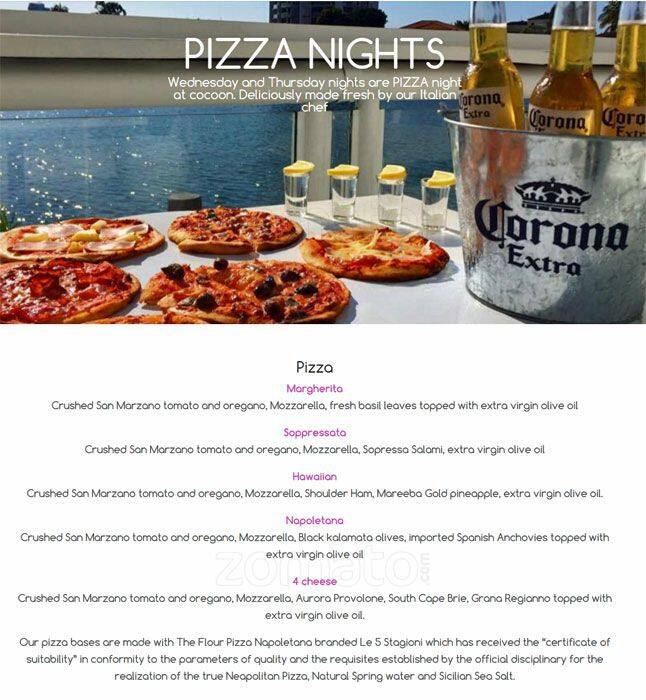 Menu at Cocoon Lounge Bar & Dining, Surfers Paradise