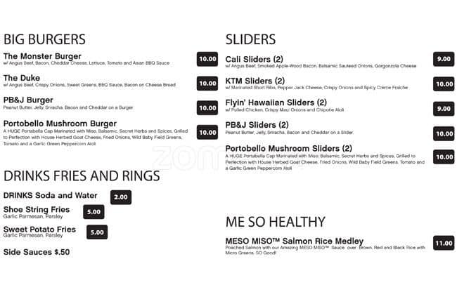 Menu at Me So Hungry restaurant, San Francisco, Location Varies