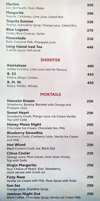 Menu at Signature Fine Dining Restaurant & Bar, Pune