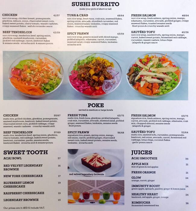 Menu of Enso - Sushi Burrito & Poke Bar, Business Bay, Dubai