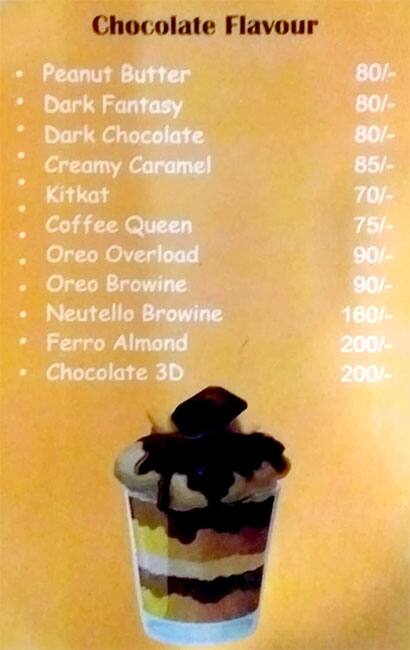 Menu at Thandi haveli, Gorakhpur