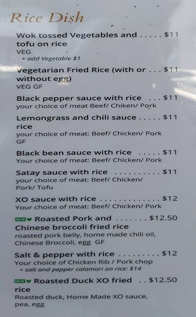 Menu at Ngon Restaurant Vietnamese and Asian Cuisine, Highett