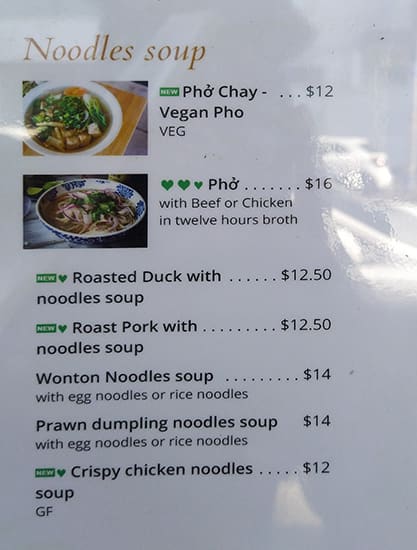 Menu at Ngon Restaurant Vietnamese and Asian Cuisine, Highett