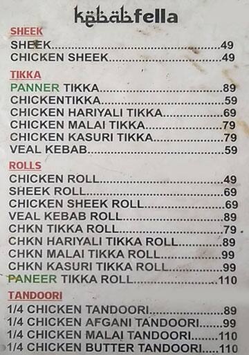 Menu of Kebab Fella, Pallavaram, Chennai
