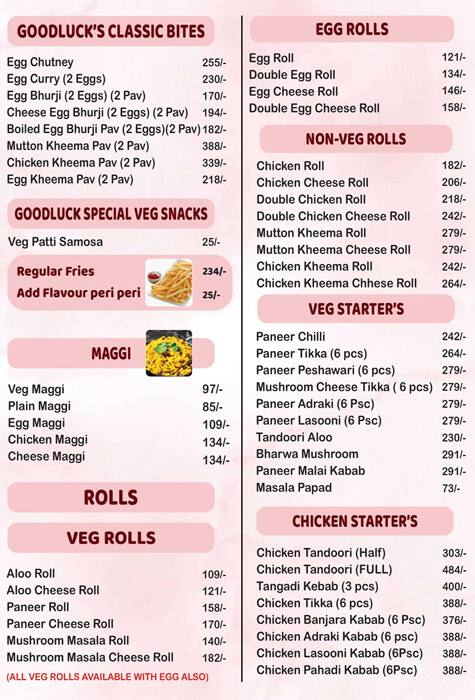 Menu at GoodLuck Cafe - &Mankar dosa Nanded City, Pune