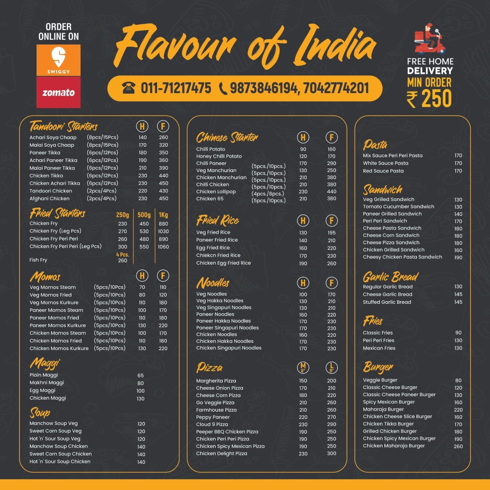 Menu of Flavour Of India, Laxmi Nagar, New Delhi