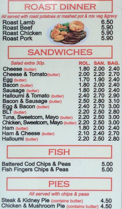 Menu at Skyline Café London cafe, London