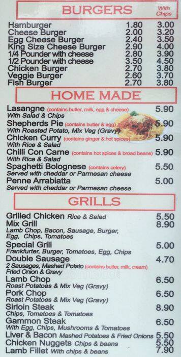 Menu at Skyline Café London cafe, London