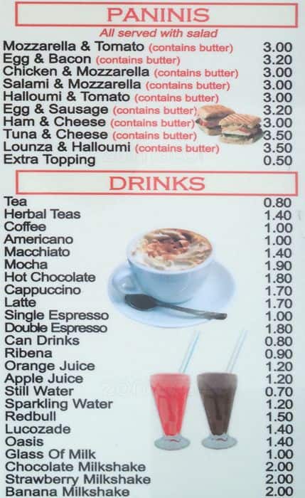 Menu at Skyline Café London cafe, London