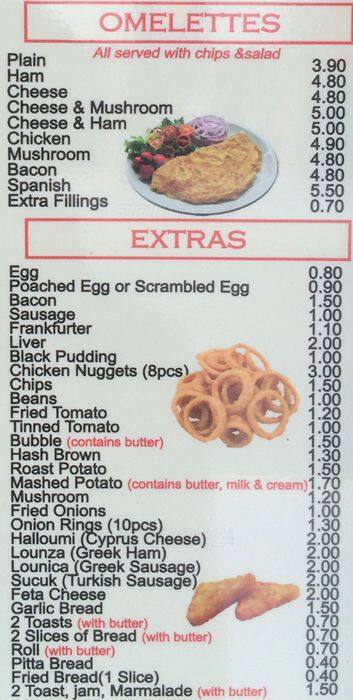 Menu at Skyline Café London cafe, London