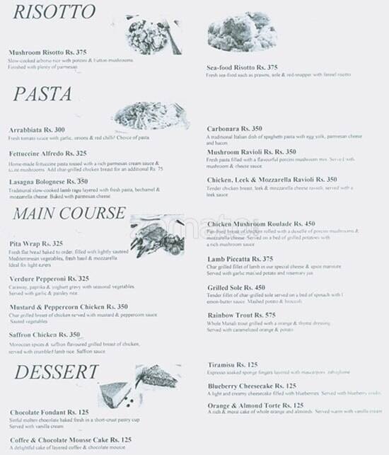 Menu at Azzurro, Gurugram