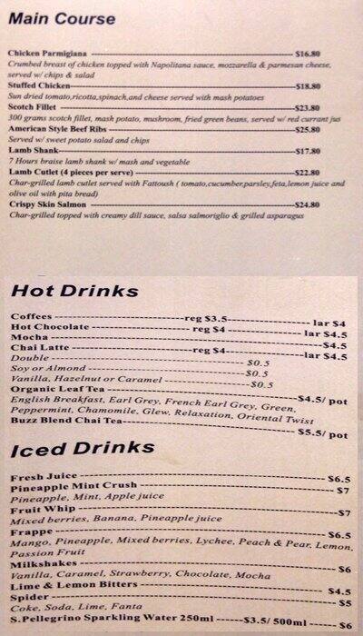 Carta del pub y bar The Buzz, Newtown