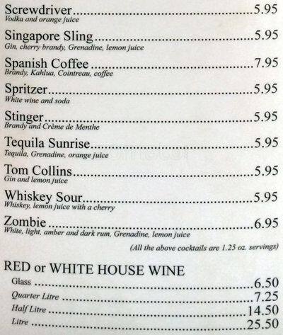 Menu at O'Brien's Eatery pub & bar, Ottawa