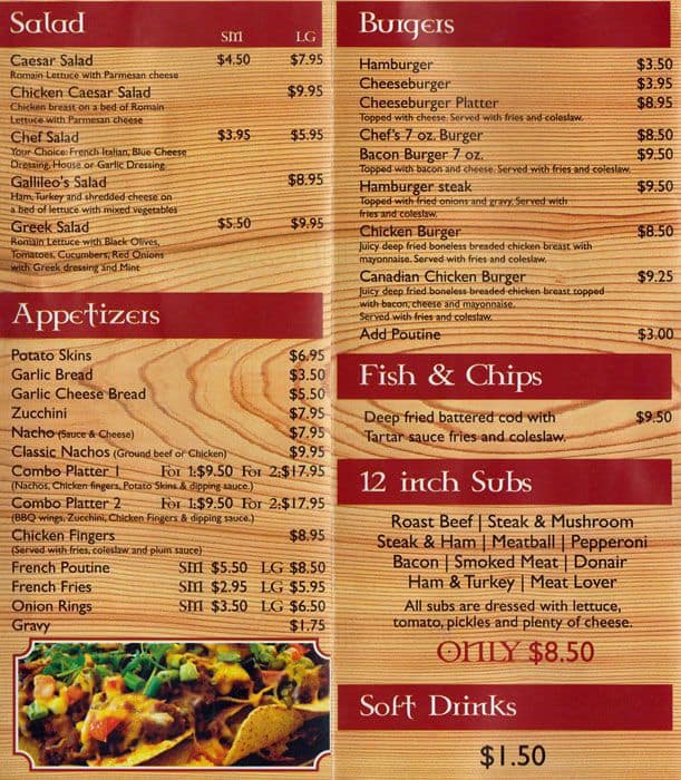 Menu at O'Brien's Eatery pub & bar, Ottawa