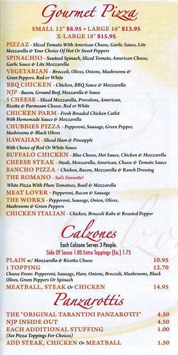 Menu at Not Just Pizza pizzeria, Collingdale