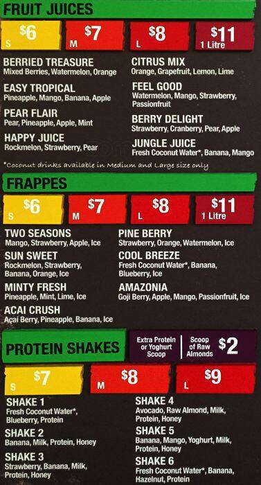 Menu at Top Chook restaurant, Coolangatta, 140 Griffith St