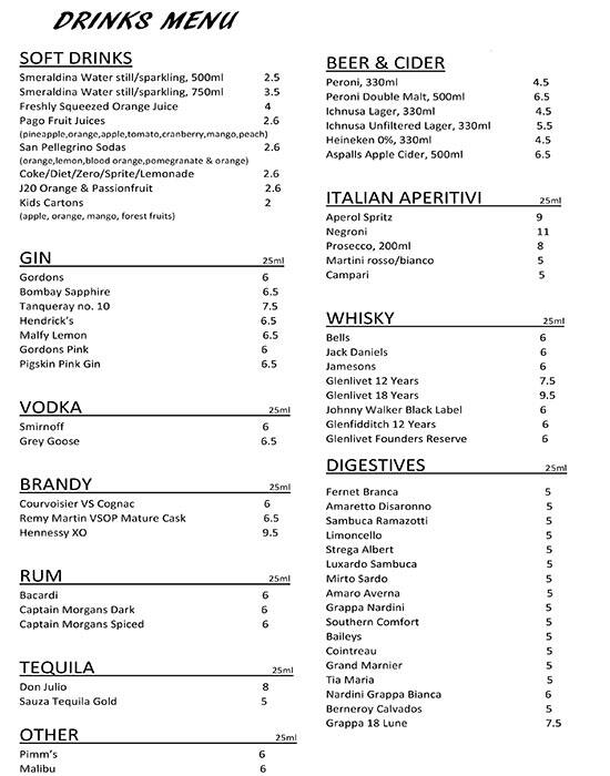 Menu at Pizzeria Bel Sit, Woodford