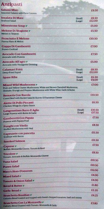Menu at Pizzeria Bel Sit, Woodford