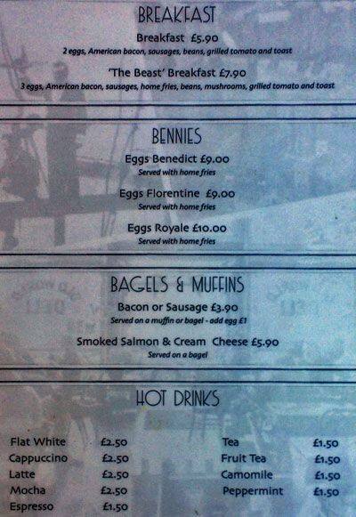 Menu at M'shuga cafe, London