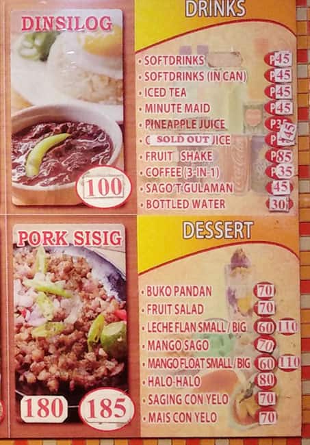 Menu at Tapsi Ni Vivian restaurant, Cainta, Ortigas Extension