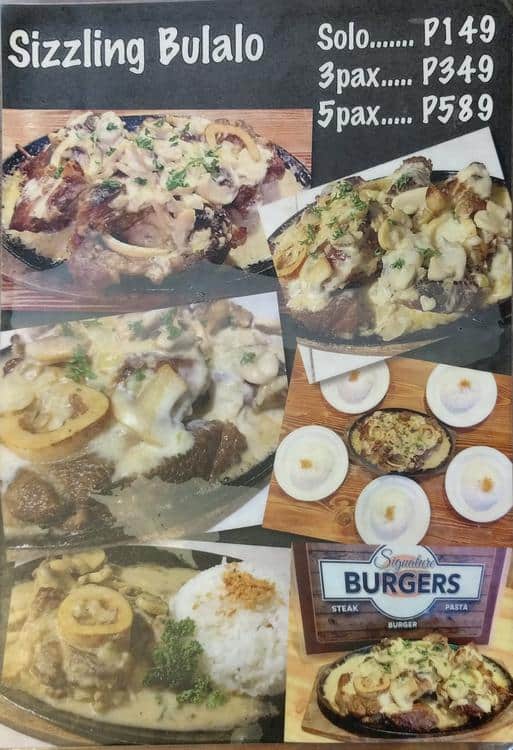 Menu at Signature Moments restaurant, Marikina
