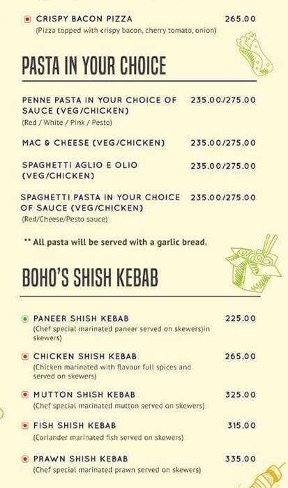 Menu at Boho The Sky Café - Garia, Kolkata