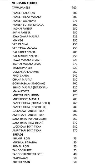 Menu of Kitchen Street, Sector 57, Gurgaon