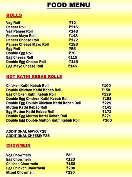 Menu of Good Luck Cafe, Barasat, Kolkata