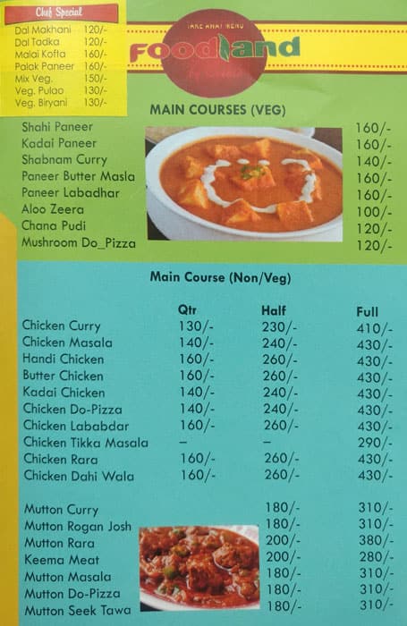 Menu at Foodland by Orchid, New Delhi, D/11