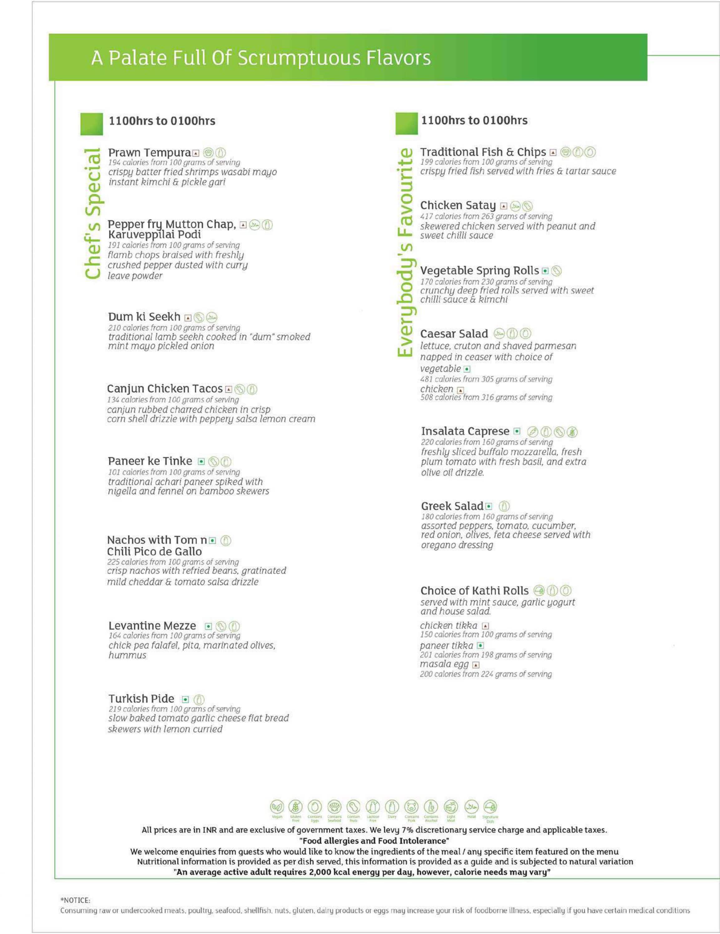 Menu of The Hangar Lounge & Bar-Holiday Inn, Aerocity, New Delhi