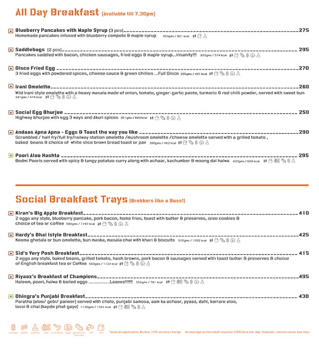 Menu of JP Nagara Social, JP Nagar, Bangalore