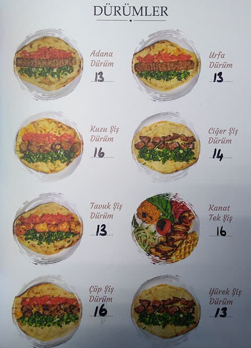 Menu at Gaziantep Ocakbaşı, Istanbul, Volkan Sk. No:2