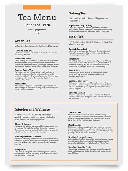 Menu at The Manila Baker cafe, Mandaluyong