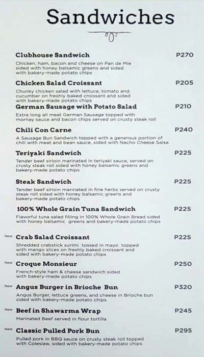 Menu at The French Baker restaurant, Parañaque, L 1 SM Sucat Dr Santos Ave