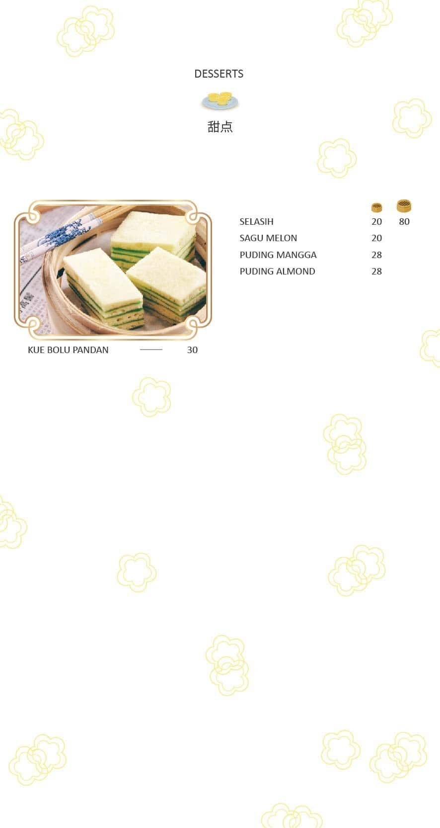 Menu at The Royal Jade restaurant, Jakarta, Glow Tower