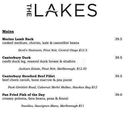 Menu at Lume Restaurant, Christchurch