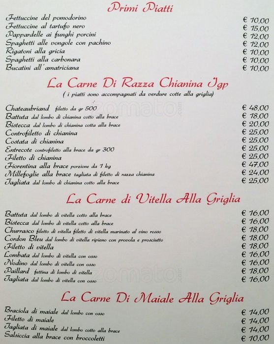 Menu at Il Pomodorino pizzeria, Rome, Via Campania