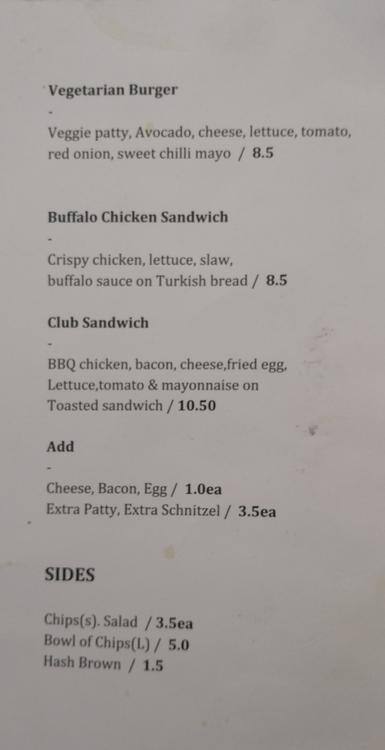 Menu at 8 Layers Cafe, Richmond, 472 Victoria St