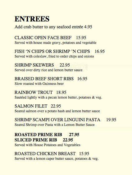 Menu at Ye Shire Tavern pub & bar, Richardson