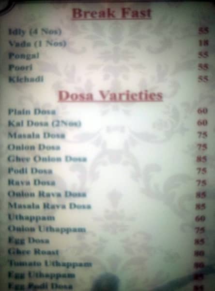 Menu at Hotel Ruchi, Chennai, 52