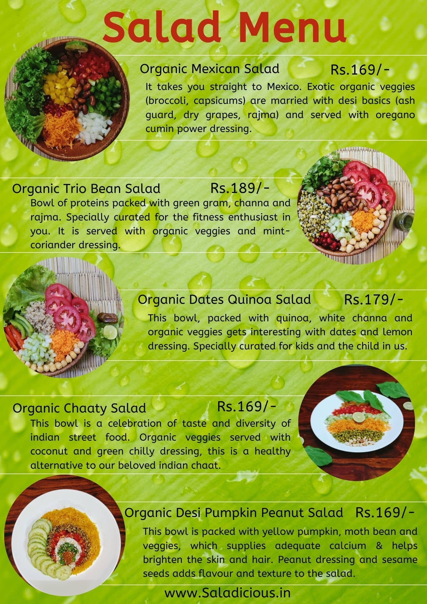 Menu at Saladicious, Bengaluru