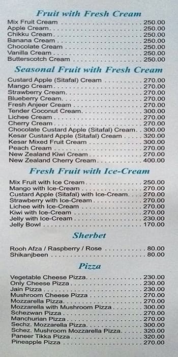 Menu at Haji Ali Juice Centre, Mumbai