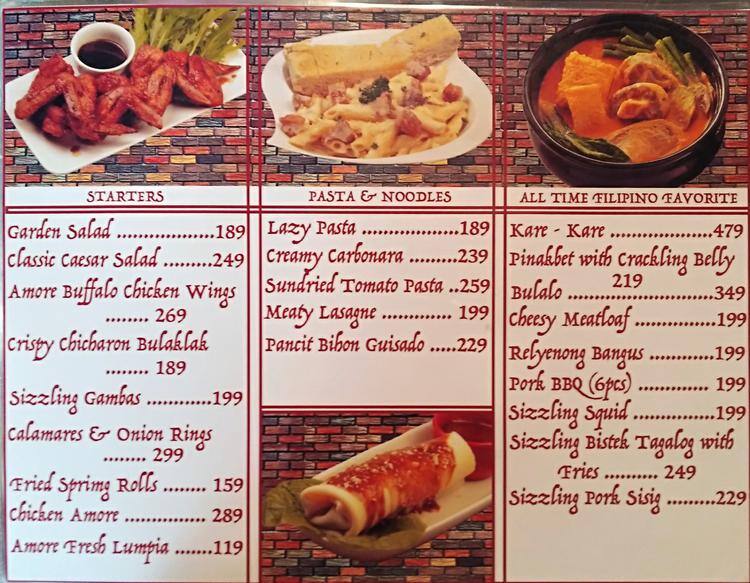 Menu at Cafe D' Amore, Silang