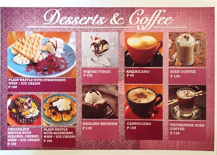 Menu at Cafe D' Amore, Silang
