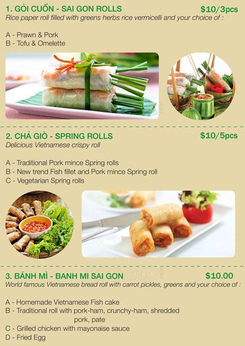 Menu at My Saigon fast food, Auckland, 1C/115 Queen St