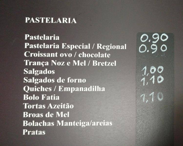 Menu em Pastelaria Fonte Nova Lda restaurante, Lisboa