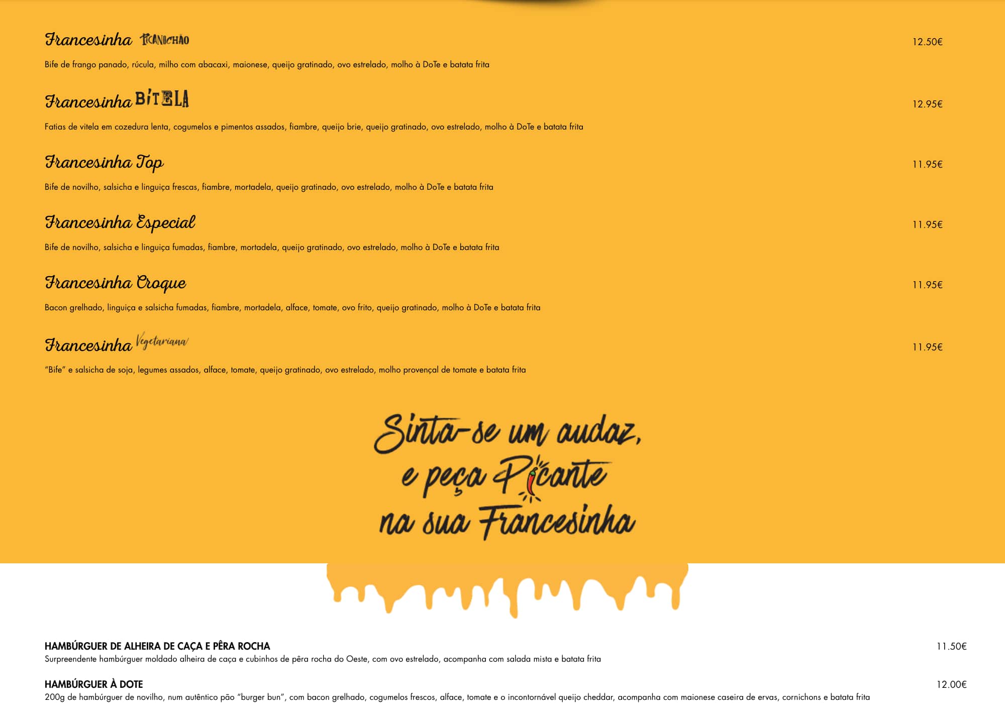 Menu em Dote Odivelas Francesinhas restaurante, Odivelas, R. Pulido ...
