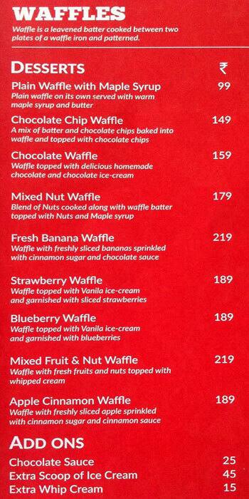 Waffle House Menu, Menu for Waffle House, Hitech City, Hyderabad - Zomato